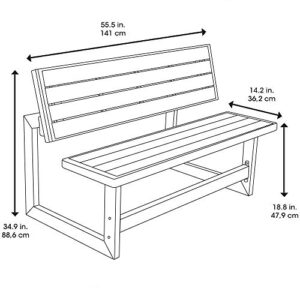 Lifetime 60139 Outdoor Convertible Bench, 55 Inch, Mocha Brown