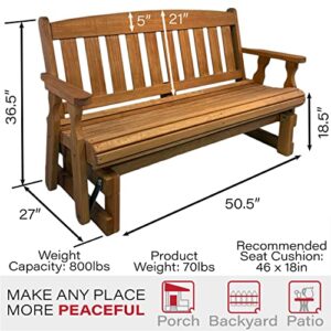 Amish Heavy Duty 800 Lb Mission Pressure Treated Porch Glider (4 Foot, Cedar Stain)