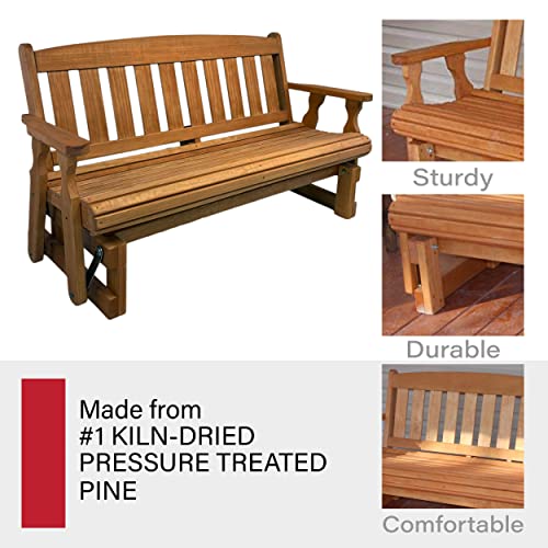 Amish Heavy Duty 800 Lb Mission Pressure Treated Porch Glider (4 Foot, Cedar Stain)