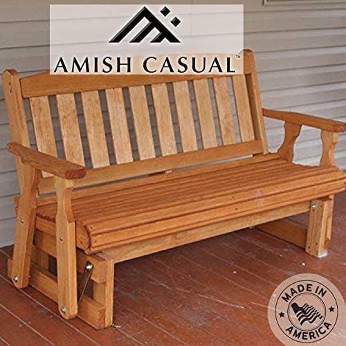 Amish Heavy Duty 800 Lb Mission Pressure Treated Porch Glider (4 Foot, Cedar Stain)