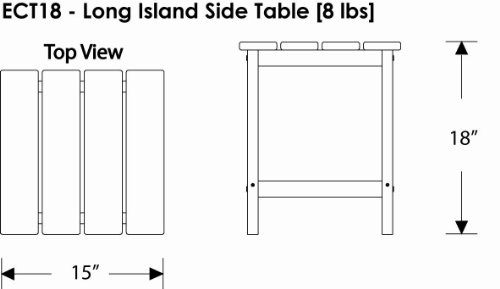 Lifetime 60253 Outdoor Convertible Bench, 55 Inch, Harbor Gray & POLYWOOD ECT18GY Long Island Side Table, 18-Inch, Slate Grey