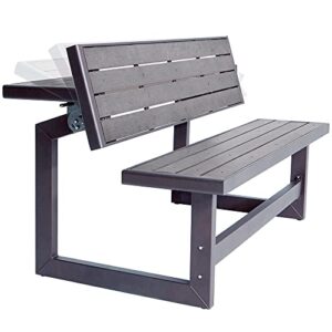 Lifetime 60253 Outdoor Convertible Bench, 55 Inch, Harbor Gray & POLYWOOD ECT18GY Long Island Side Table, 18-Inch, Slate Grey