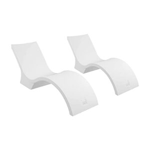 ledge lounger – signature chaise deep – inside pool & sun shelf lounge chair – designed for deep shelves 10”-15” – compatible with all pool types – poolside & sun deck tanning – set of 2 – white