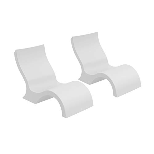 Ledge Lounger Signature in-Pool Low Back Chair for 0-9 inch Water Depths (Set of 2) (White)