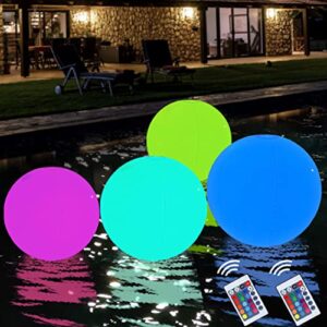 semanjll 2 pcs floating pool lights,16 colors changing remote control led ball lights,16″ ip68 waterproof pool glow ball lights, light up glow balls for pool beach garden patio decorative night light