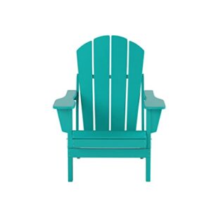 WO Home Furniture Adirondack Folding Chair 4 PC Set Classic Outdoor Patio Chair for Bon Fire Pit Lawn Backyard Beach Plastic Weather-Resistant (Turquoise)