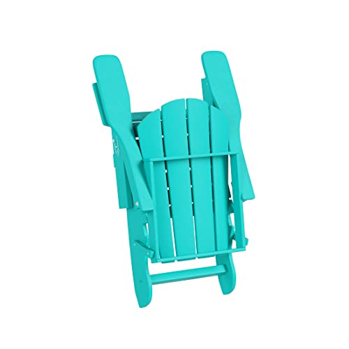 WO Home Furniture Adirondack Folding Chair 4 PC Set Classic Outdoor Patio Chair for Bon Fire Pit Lawn Backyard Beach Plastic Weather-Resistant (Turquoise)