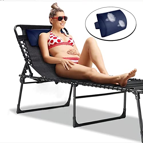 Lounger Chair Pillow with Elastic Band, 14.8x6.8x2.2 in Recliner Head Pillow Removable, Ergonomic Lounger Headrest for Backyard, Picnics, Beach