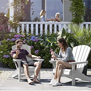 Keter 2 Pack Alpine Adirondack Resin Outdoor Furniture Patio Chairs with Cup Holder-Perfect for Beach, Pool, and Fire Pit Seating, White