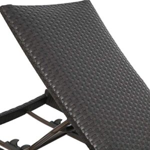 Ulax Lounge Chairs for Outside, Woven Padded Non-Rust Aluminum Chaise, Quick Dry Foam, Adjustable Armed Patio Lounger with Wheels, 2-Pack (Dark Brown)