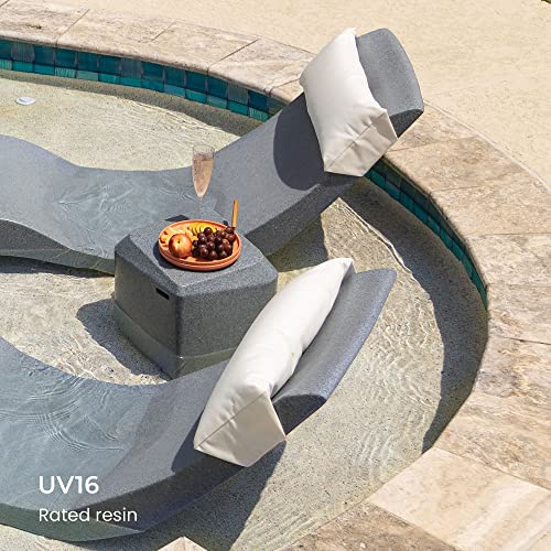 Aqua Outdoors Small Side Table for Inside Pool Sun Shelf or Baja Ledge, in Water Furniture to Hold Drinks, Works Great with Other Poolside or Sundeck Loungers (Classic White)