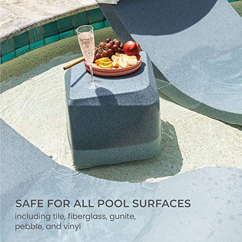 Aqua Outdoors Small Side Table for Inside Pool Sun Shelf or Baja Ledge, in Water Furniture to Hold Drinks, Works Great with Other Poolside or Sundeck Loungers (Classic White)