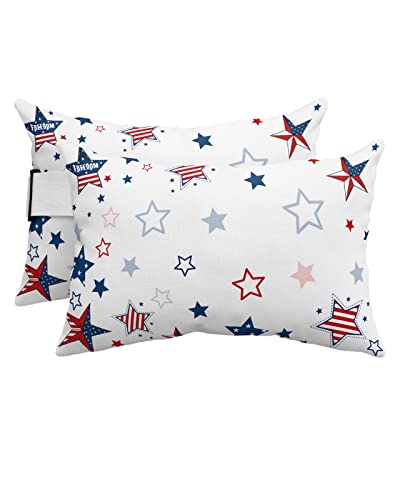 Prime Leader Recliner Head Pillow Ledge Loungers Chair Pillows with Insert American Flag Stars 4Th of July Independence Day Lumbar Pillow with Adjustable Strap Outdoor Waterproof Patio Pillows, 2 PCS