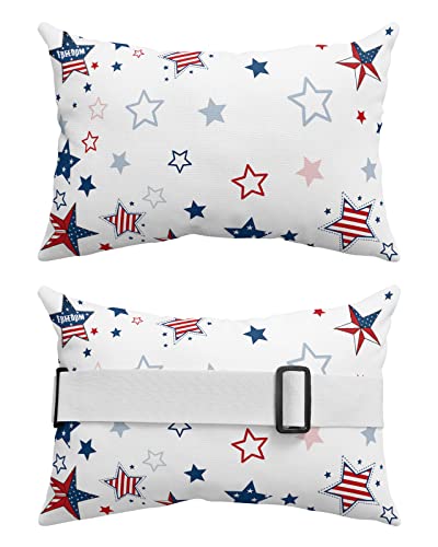 Prime Leader Recliner Head Pillow Ledge Loungers Chair Pillows with Insert American Flag Stars 4Th of July Independence Day Lumbar Pillow with Adjustable Strap Outdoor Waterproof Patio Pillows, 2 PCS