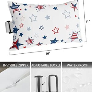 Prime Leader Recliner Head Pillow Ledge Loungers Chair Pillows with Insert American Flag Stars 4Th of July Independence Day Lumbar Pillow with Adjustable Strap Outdoor Waterproof Patio Pillows, 2 PCS