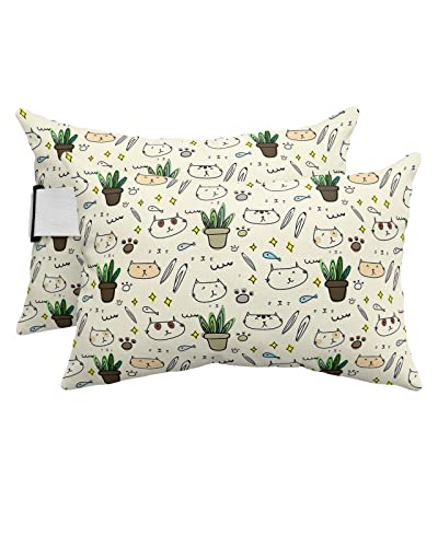 Recliner Head Pillow Ledge Loungers Chair Pillows with Insert Cartoon Animal Cat Fish Pattern Lumbar Pillow with Adjustable Strap Outdoor Waterproof Patio Pillows for Beach Pool Chair, 2 PCS