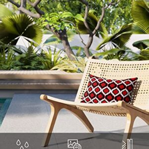 Recliner Head Pillow Ledge Loungers Chair Pillows with Insert Red and Black Moroccan Pattern Geometric Lumbar Pillow with Adjustable Strap Outdoor Waterproof Patio Pillows for Beach Pool, 2 PCS