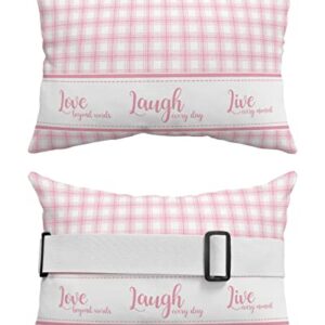 Recliner Head Pillow Ledge Loungers Chair Pillows with Insert Pink Plaid Love Laught Live Lumbar Pillow with Adjustable Strap Outdoor Waterproof Patio Pillows for Couch Beach Pool Office Chair, 2 PCS