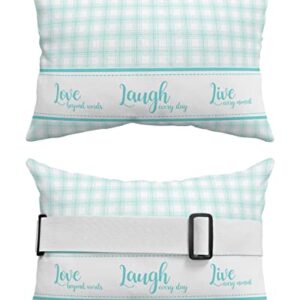 Recliner Head Pillow Ledge Loungers Chair Pillows with Insert Teal Watercolor Plaid Love Laught Live Lumbar Pillow with Adjustable Strap Outdoor Waterproof Patio Pillows for Beach Pool Chair, 2 PCS