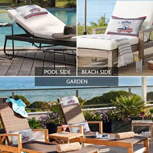 Recliner Head Pillow Ledge Loungers Chair Pillows with Insert 4th of July Truck Red and Blue Stripes Wood Lumbar Pillow with Adjustable Strap Outdoor Waterproof Patio Pillows for Beach Pool, 2 PCS