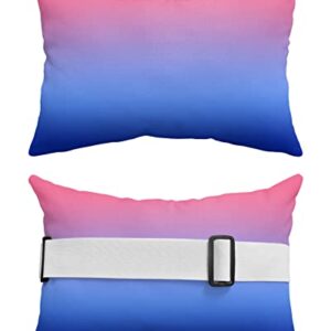 Recliner Head Pillow Ledge Loungers Chair Pillows with Insert Pink Blue Gradient Lumbar Pillow with Adjustable Strap Outdoor Waterproof Patio Pillows for Couch Beach Pool Office Chair, 2 PCS