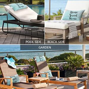 Recliner Head Pillow Ledge Loungers Chair Pillows with Insert Sweet Home Flowers Blue Wood Lumbar Pillow with Adjustable Strap Outdoor Waterproof Patio Pillows for Beach Pool Chair, 2 PCS