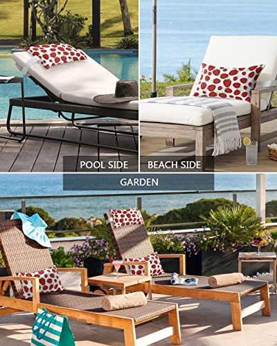 Recliner Head Pillow Ledge Loungers Chair Pillows with Insert Strawberry Pattern Lumbar Pillow with Adjustable Strap Outdoor Waterproof Patio Pillows for Couch Beach Pool Office Chair, 2 PCS