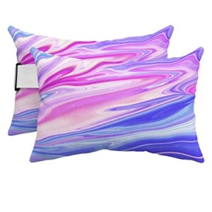 Recliner Head Pillow Ledge Loungers Chair Pillows with Insert Modern Abstract Ink Paint Ripples Fluid Watercolor Lumbar Pillow with Adjustable Strap Patio Garden Cushion for Sofa Bench Couch, 2 PCS