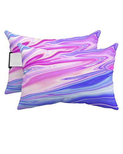 Recliner Head Pillow Ledge Loungers Chair Pillows with Insert Modern Abstract Ink Paint Ripples Fluid Watercolor Lumbar Pillow with Adjustable Strap Patio Garden Cushion for Sofa Bench Couch, 2 PCS