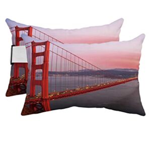 Recliner Head Pillow Ledge Loungers Chair Pillows with Insert Golden Gate Bridge Sunset Landscape Lumbar Pillow with Adjustable Strap Outside Patio Decorative Garden Cushion for Bench Couch, 2 PCS