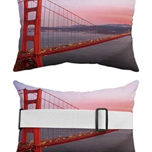 Recliner Head Pillow Ledge Loungers Chair Pillows with Insert Golden Gate Bridge Sunset Landscape Lumbar Pillow with Adjustable Strap Outside Patio Decorative Garden Cushion for Bench Couch, 2 PCS