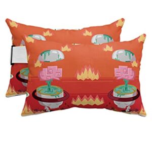 Recliner Head Pillow Ledge Loungers Chair Pillows with Insert Cartoon Cup Volcano Fire Graffiti Orange Red Texture Lumbar Pillow with Adjustable Strap Patio Garden Cushion for Sofa Bench Couch, 2 PCS