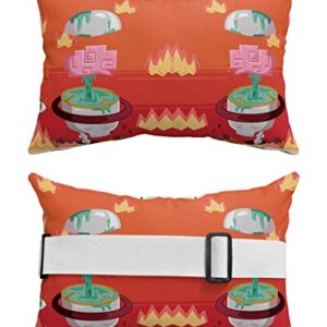 Recliner Head Pillow Ledge Loungers Chair Pillows with Insert Cartoon Cup Volcano Fire Graffiti Orange Red Texture Lumbar Pillow with Adjustable Strap Patio Garden Cushion for Sofa Bench Couch, 2 PCS