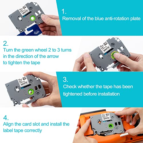 P Touch Label Maker Tape Compatible for Brother P-Touch PTD210 PTD200 PTH100 PTH110 PTD400VP PTD600 Label Maker Tape (12mm, Black on White (2 Pack))