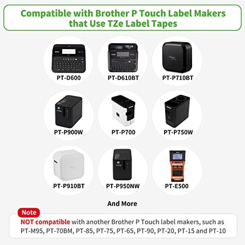 Labelife Compatible 24mm Label Tape Replacement for Brother P Touch 1 Inch Tape TZe-251 TZe TZ Tape 24mm 0.94 Laminated White TZe251 Tape for Brother Ptouch PTD600 PTP710BT PTP750W label maker, 5-Pack