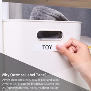 Oozmas 12mm 0.47 Laminated Clear Tape Replacement for TZe-131 Brother P-Touch Label Maker Tape Black on Clear TZe TZ Refills Work for Ptouch PTD210 PT-D220 H110 Label Tape, 1/2 Inch x 26.2 ft, 4-Pack