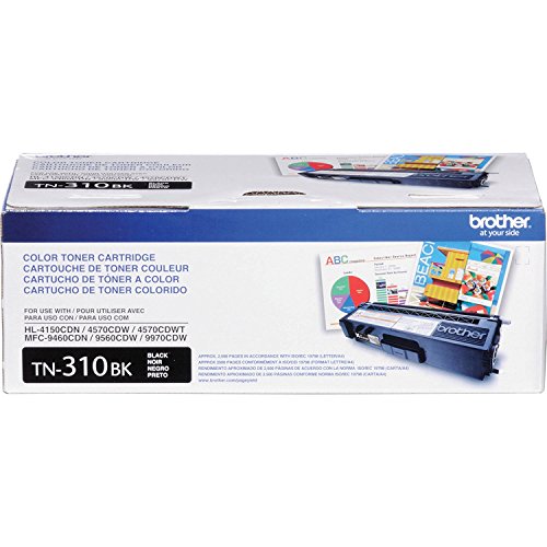 Brother TN-310BK TN-310C TN-310M TN-310Y DCP-9050 9055 9270 HL-4140 4570 MFC-9460 9560 9970 Toner Cartridge Set (Black Cyan Magenta Yellow, 4-Pack) in Retail Packaging