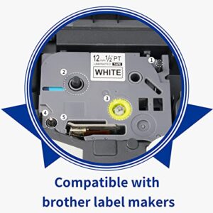 6 X Label Maker Refills Compatible with Brother Label Maker Tape 12mm 0.47 White, Replacement for Brother Tze-231 Tze Tape P Touch Label Maker for PTH110, PT-D202, PT-D210, PT-D400, PT-D610BT