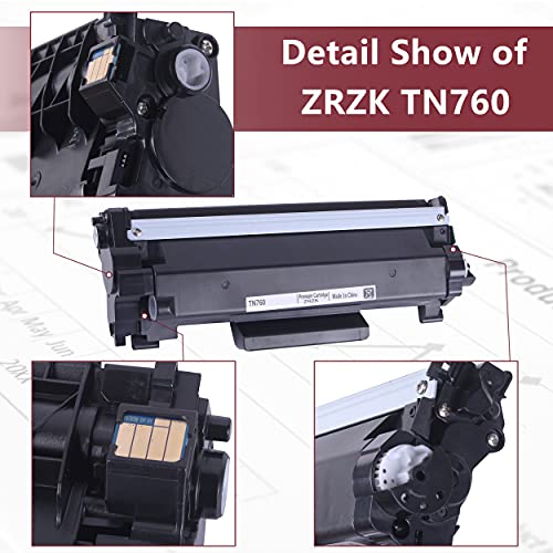 ZRZK TN760 Compatible Toner Cartridge Replacement for Brother TN-760 TN730 to Use with HL-L2350DW, HL-L2390DW, HL-L2395DW, MFC-L2710DW, HL-L2370DW XL, MFC-L2750DW XL Printer (Black, 2 Pack)