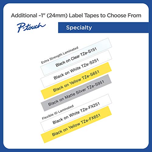 Brother P-touch TZe-M251 Black Print on Premium Matte White Laminated Tape 24mm (0.94”) wide x 8m (26.2’) long