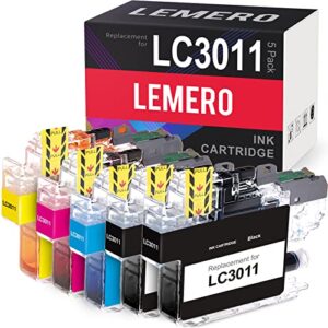 lemero lc3011 compatible ink cartridges replacement for brother lc3011 lc 3011 for brother mfc-j895dw mfc-j497dw mfc-j491dw mfc-j690dw (2 black, 1 cyan, 1 magenta, 1 yellow, 5 pack)