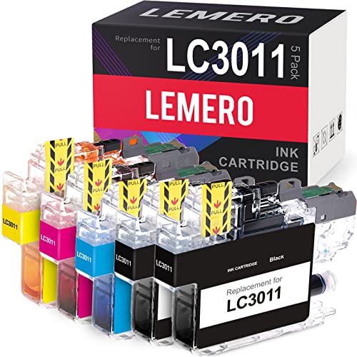 LEMERO LC3011 Compatible Ink Cartridges Replacement for Brother LC3011 LC 3011 for Brother MFC-J895DW MFC-J497DW MFC-J491DW MFC-J690DW (2 Black, 1 Cyan, 1 Magenta, 1 Yellow, 5 Pack)