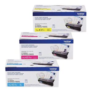 genuine brother tn431 c/m/y color toner (3) pack. includes (1) each tn431c, tn431m, tn431y