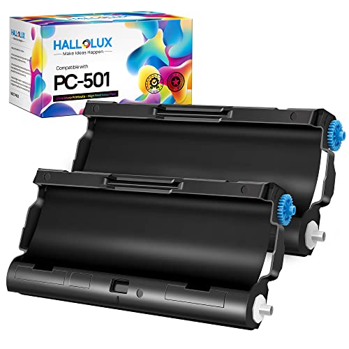 HALLOLUX PC501 Black Compatible Fax Cartridge for Brother PC501 PC-501 to use with Brother FAX 575 FAX 888 Fax Printers (2 Black)