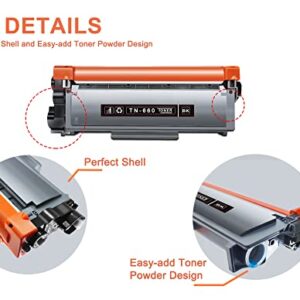 Juyudow Compatible TN-660 Toner Cartridge Replacement for Brother TN660 TN630 TN-630 High Yield for HL-L2300D HL-L2380DW HL-L2320D DCP-L2540DW MFC-L2700DW MFC-L2685DW Printer (2 Packs, Black)