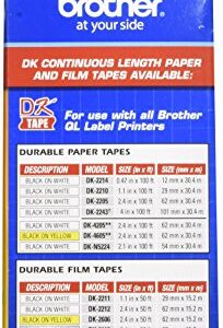 Brother Genuine DK-2210 Continuous Length Black on White Paper Tape for Brother QL Label Printers, 1.1" x 100' (29mm x 30.4M), 1 Roll per Box, DK2210