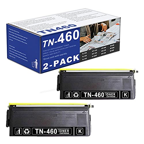 INDI TN-460 TN460 (2 Pack Black) High Yield Toner Cartridge Replacement for Brother HL-8350P 8350NLT 9650 9650N 9750 1650 1670N 1850 1870N MFC-2500 4750 5750 8300 8300J 8700 DCP-1200 1400 Printer.