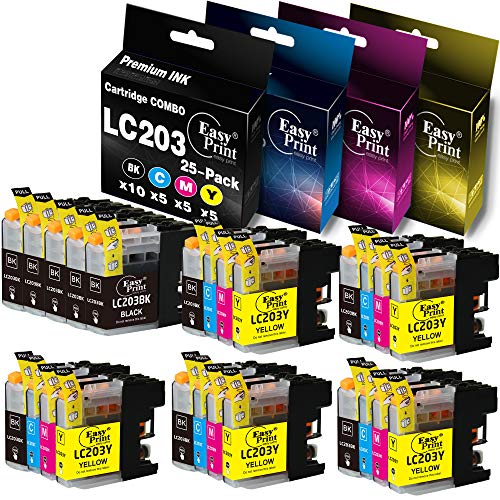 EASYPRINT (5-Set + Extra 5X Black) Compatible LC203XL LC201XL LC203 LC201 Ink Cartridges Used for MFC-J480DW MFC-J880DW MFC-J4420DW MFC-J680DW , (Total 25-Pack, 10 Black, 5 Cyan, 5 Magenta, 5 Yellow)