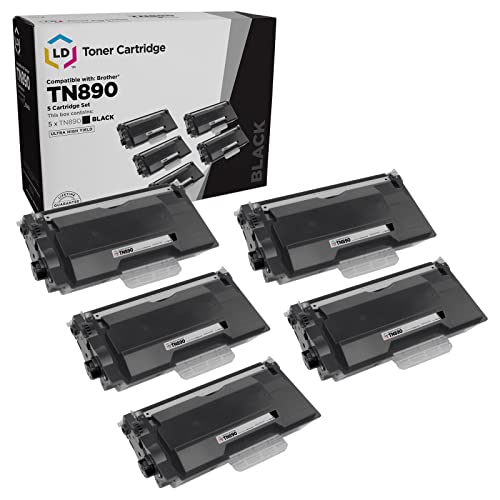 LD Compatible Toner Cartridge Replacement for Brother TN890 Ultra High Yield (Black, 5-Pack)