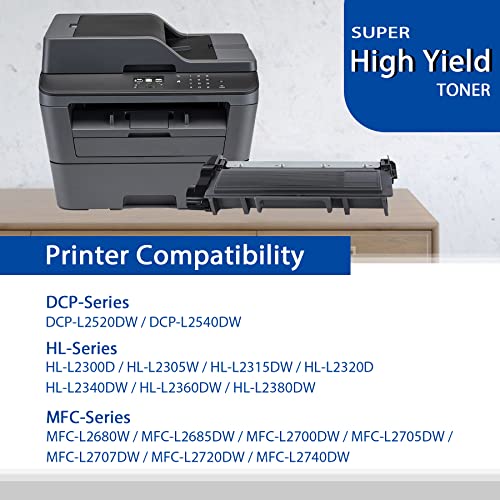 TN660 High Yield Toner Cartridge, TN-660, Replacement for Brother TN660 Black Toner, Page Yield Up To 3,000 Pages, 1 Pack